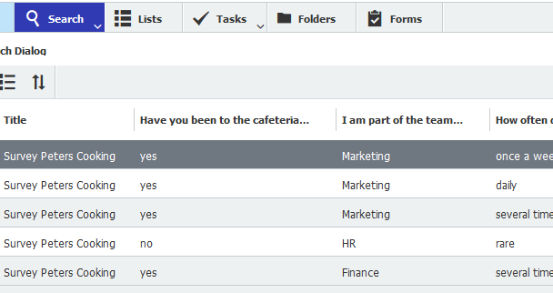 Online surveys using DocuWare forms: Options for analyzing responses